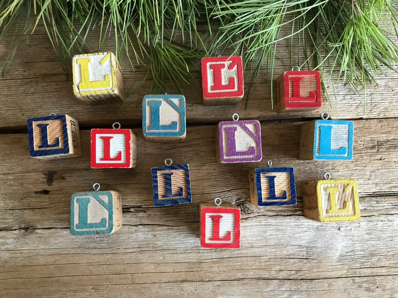 Letter L Vintage Alphabet Block Ornament // Your Choice // | Etsy