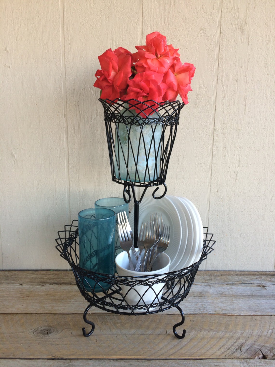 Vintage Wire Rack // Two Tier Rack // Vintage Kitchen // - Etsy