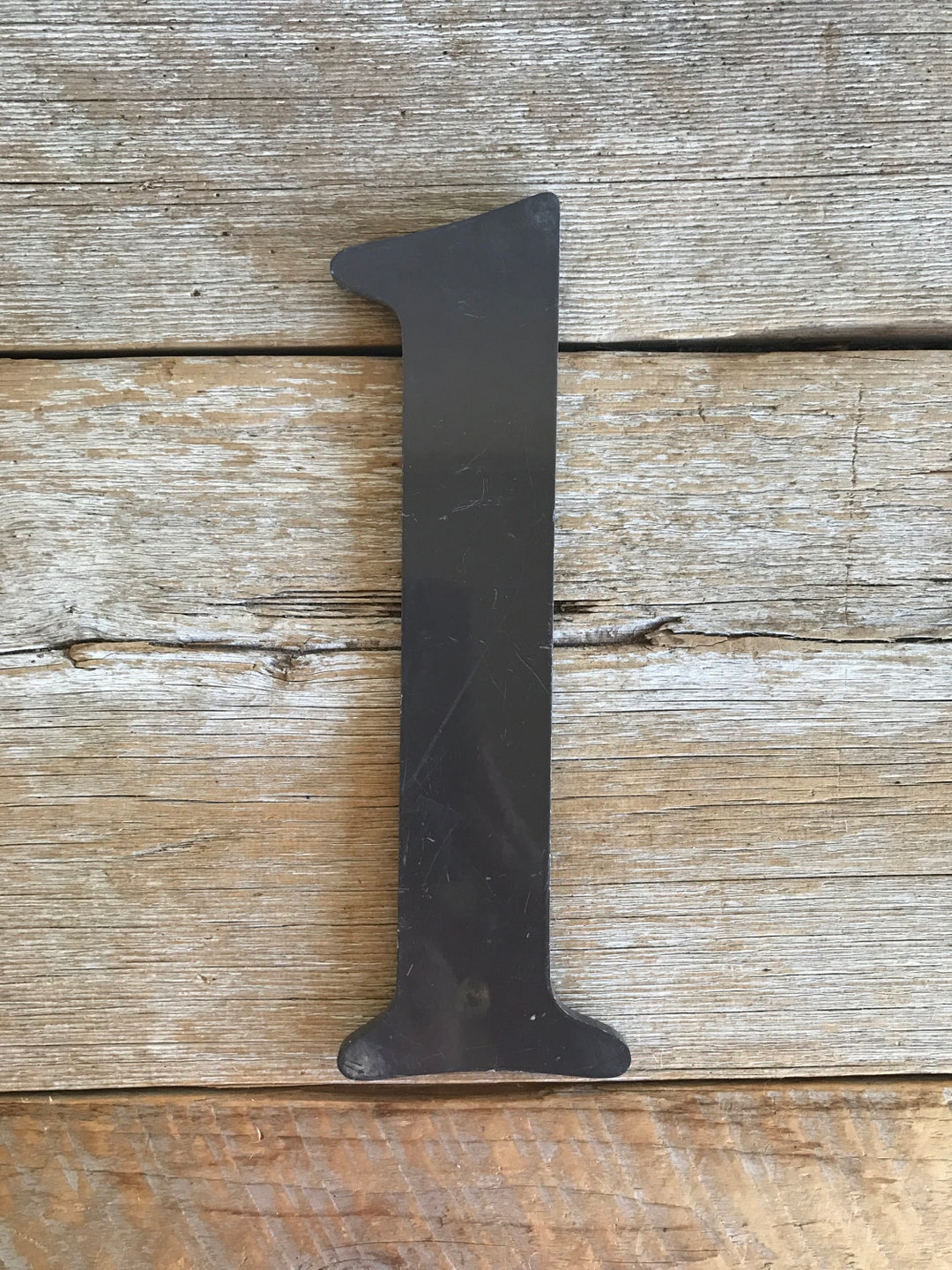 Vintage Metal Letter // Lower Case Letter I or Number 1 // Charcoal ...