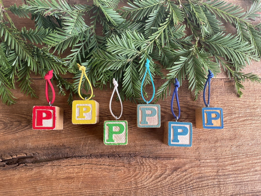 Letter P Vintage Alphabet Block Christmas Ornament - Etsy