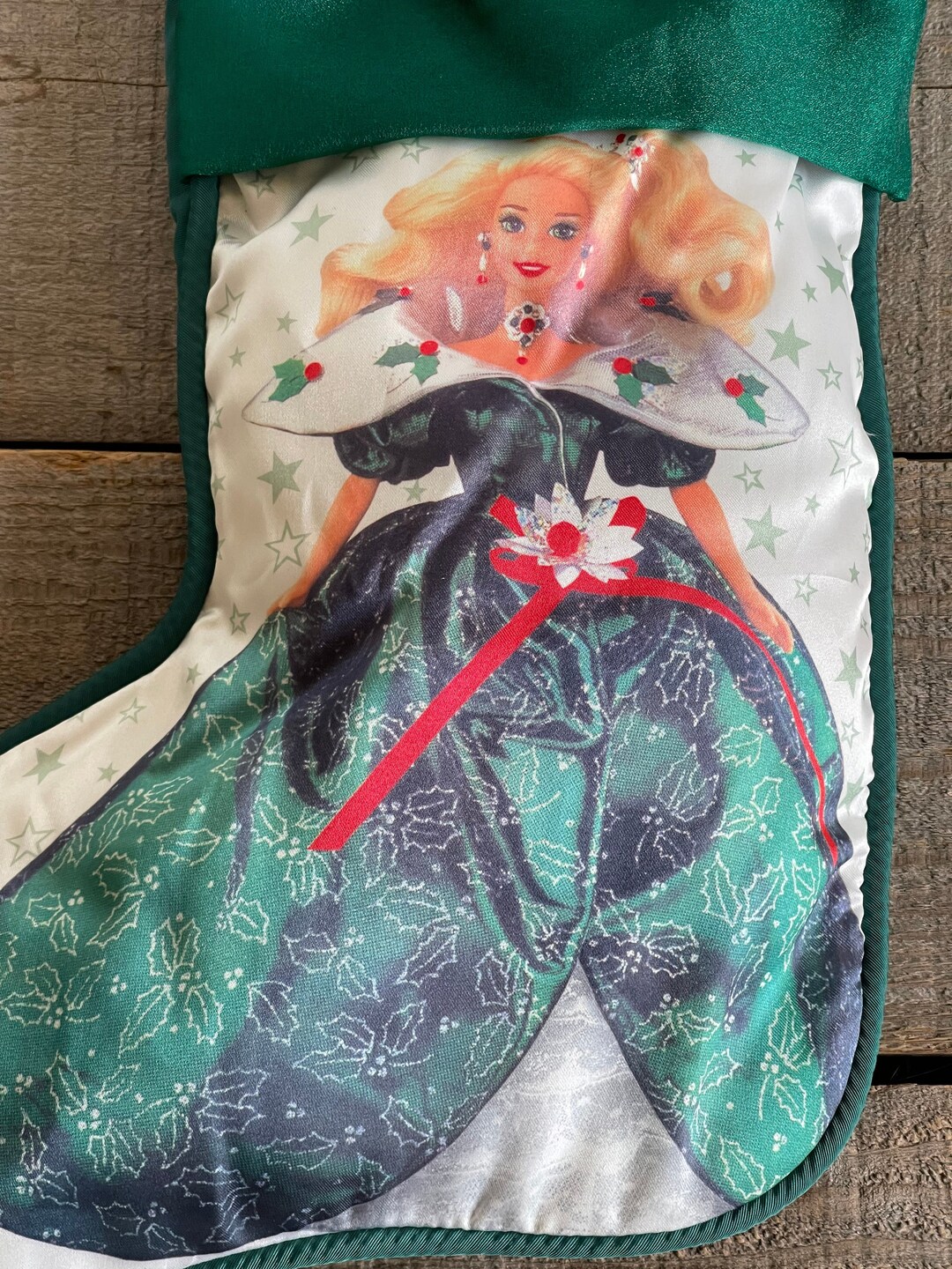 Vintage Barbie Stocking Hallmark 1990's Green Holiday - Etsy