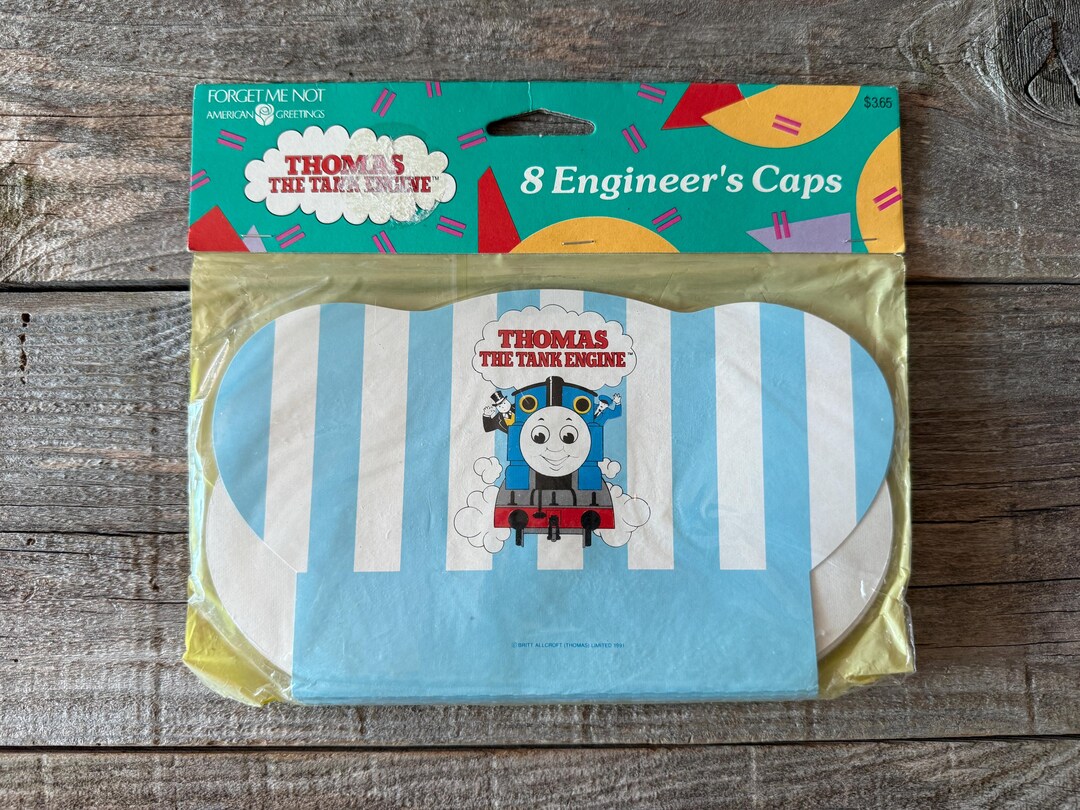Vintage Thomas the Tank Engine Birthday Party Hats, 1991 (8 Engineer's ...