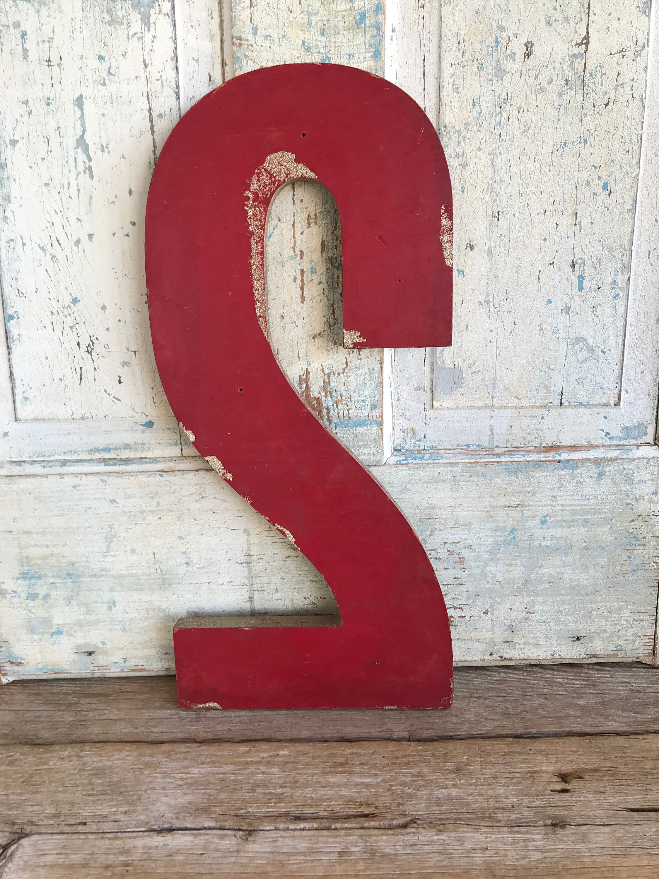 Large Vintage Gold Number Two Sign // Vintage Photography Prop - Etsy UK