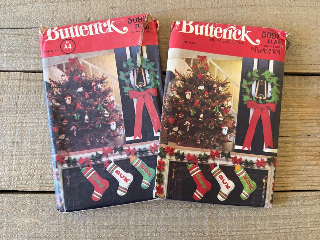 Butterick 5093 Vintage Sewing Pattern: Christmas Stocking Wreath ...