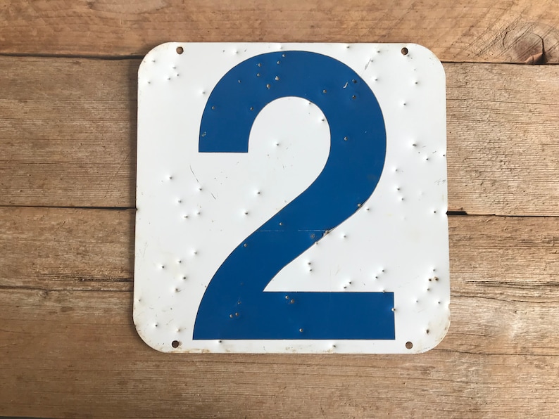Vintage Industrial Metal Number Sign: Blue and White, 12" X 12" - Etsy