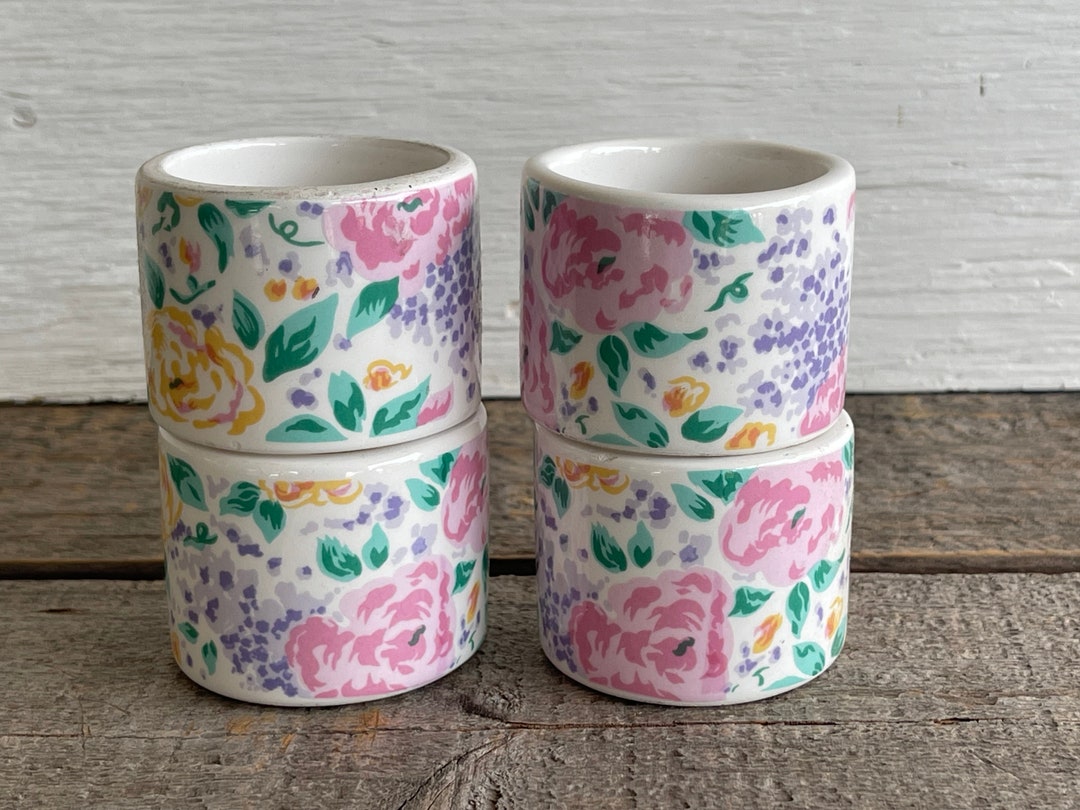 Set of 4 Vintage Audrey Porcelain China Napkin Rings Cottage Floral - Etsy