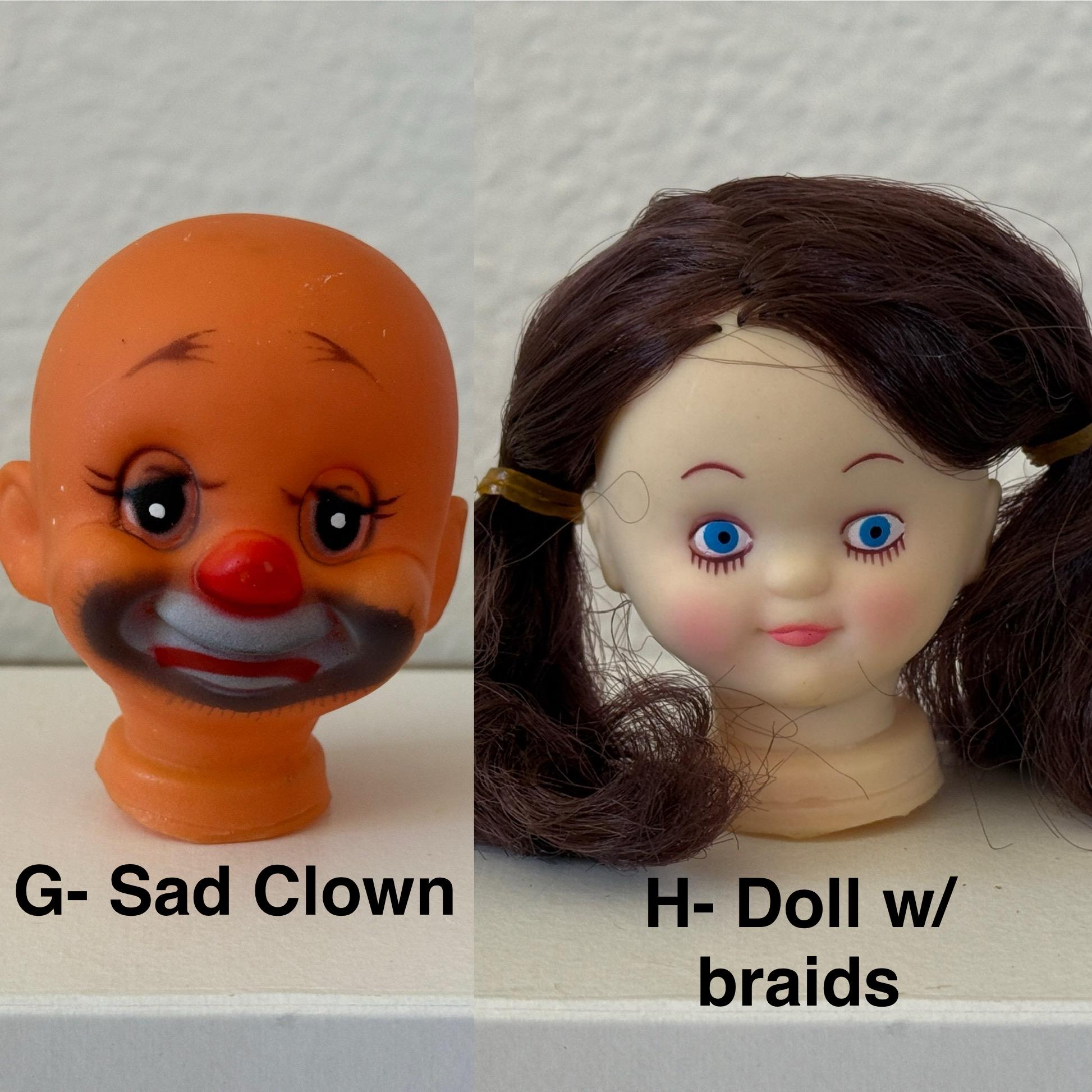 Vintage Creepy Doll Head: Halloween Decor - Plastic (3-4
