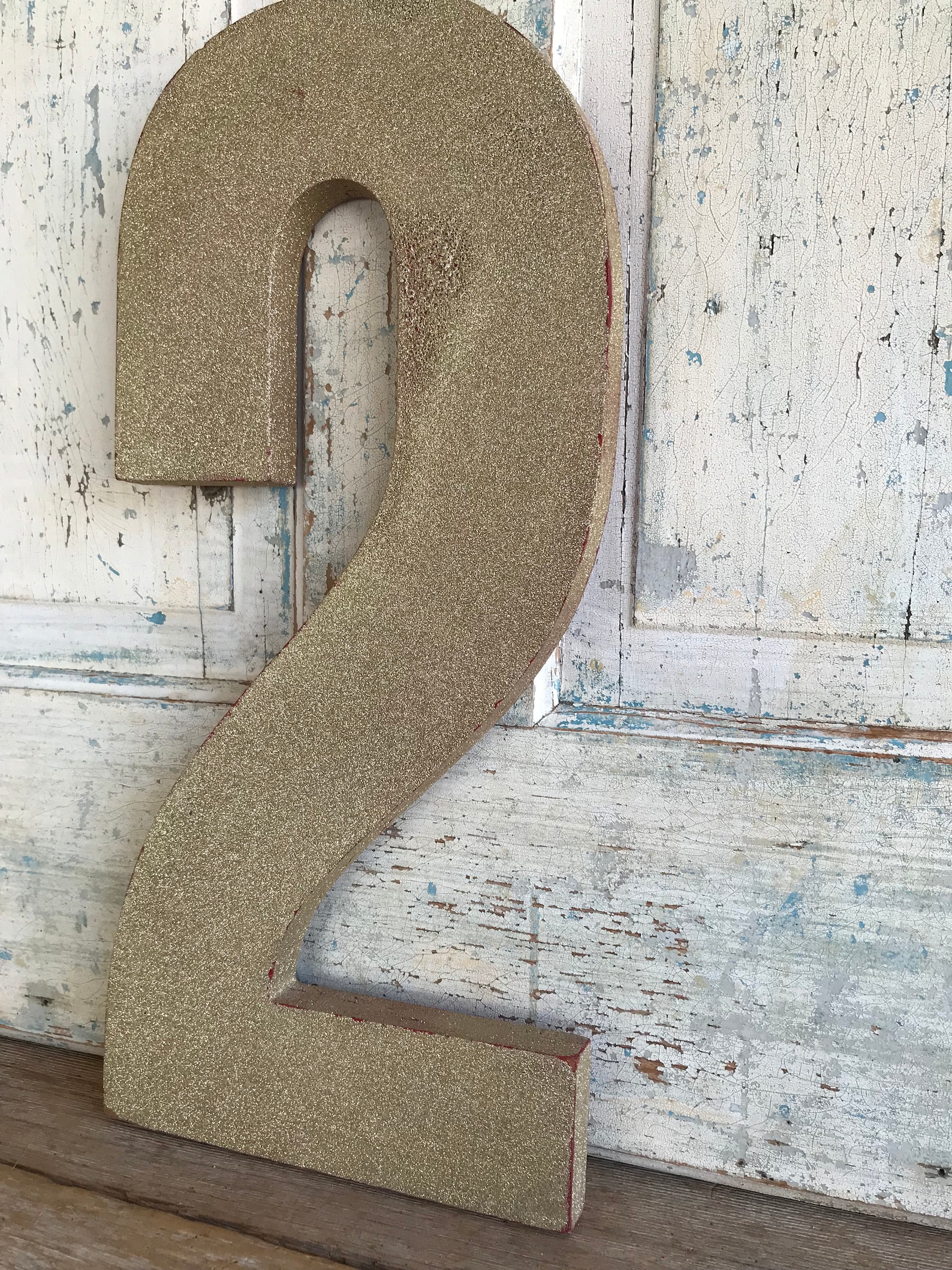 Large Vintage Gold Number Two Sign // Vintage Photography Prop - Etsy UK