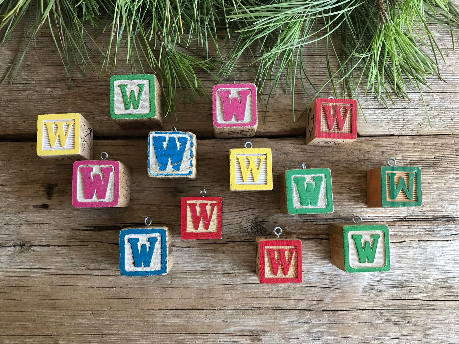Letter W Vintage Alphabet Block Ornament // Your Choice // | Etsy