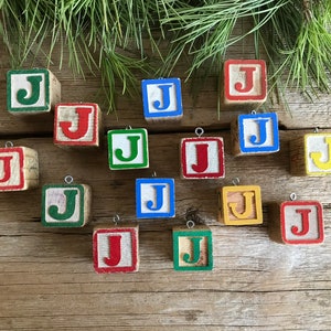 Letter J Vintage Alphabet Block Ornament // Your Choice // | Etsy