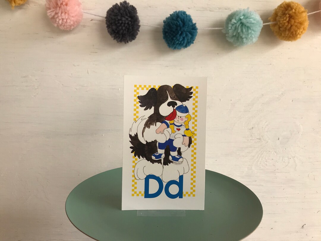 Vintage Flashcard -- Dd Dog With a Doll - Etsy