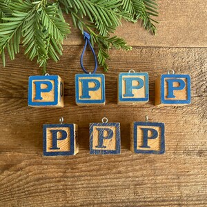 Letter P Vintage Alphabet Block Ornament // Your Choice // Initial ...