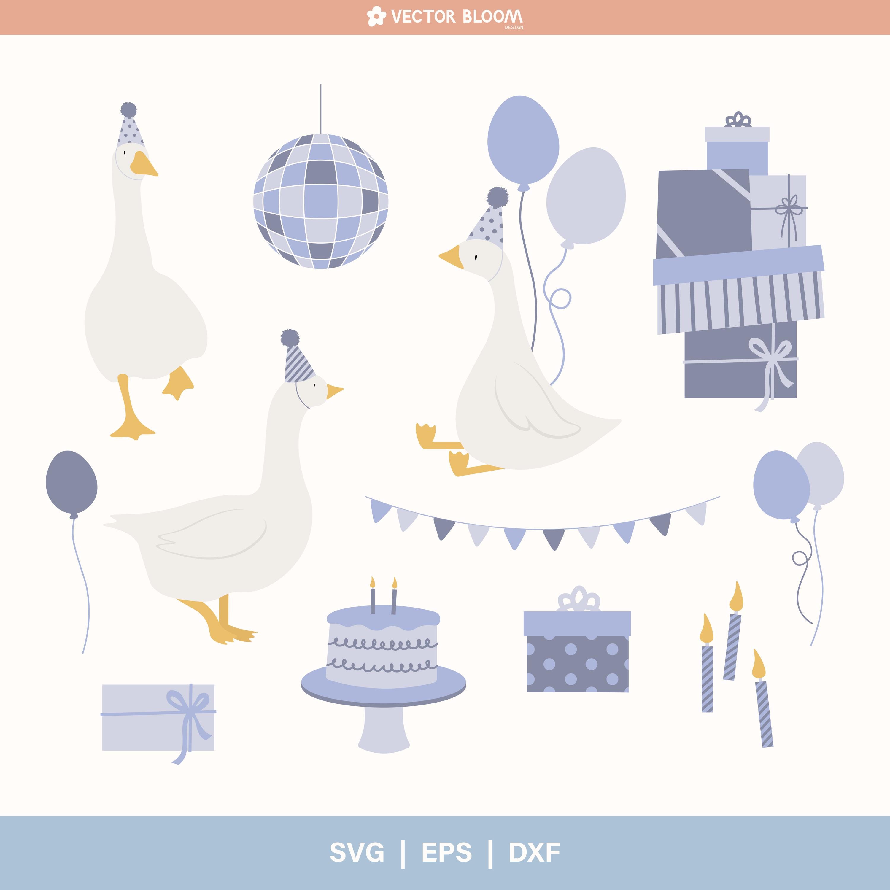 Vintage Birthday Goose SVG Clipart | Easter Goose (digital Download) - Etsy
