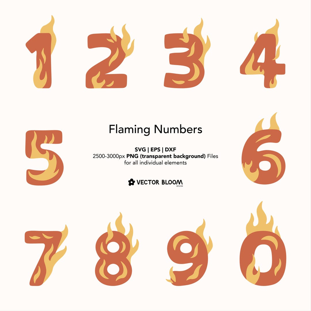 Fire Numbers SVG | Flame Numbers (png, Eps, Dxf) (digital Download) - Etsy