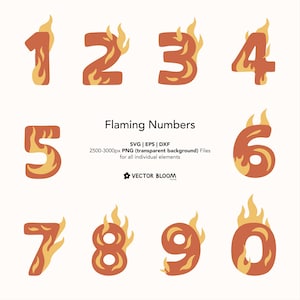 Fire Numbers SVG | Flame Numbers (png, Eps, Dxf) (digital Download) - Etsy