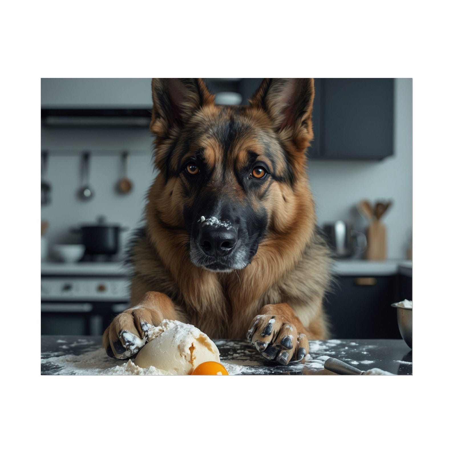 Adorable Dog Chef Rolled Poster, Dog Lover Decor, Kitchen Wall Art, Pet ...