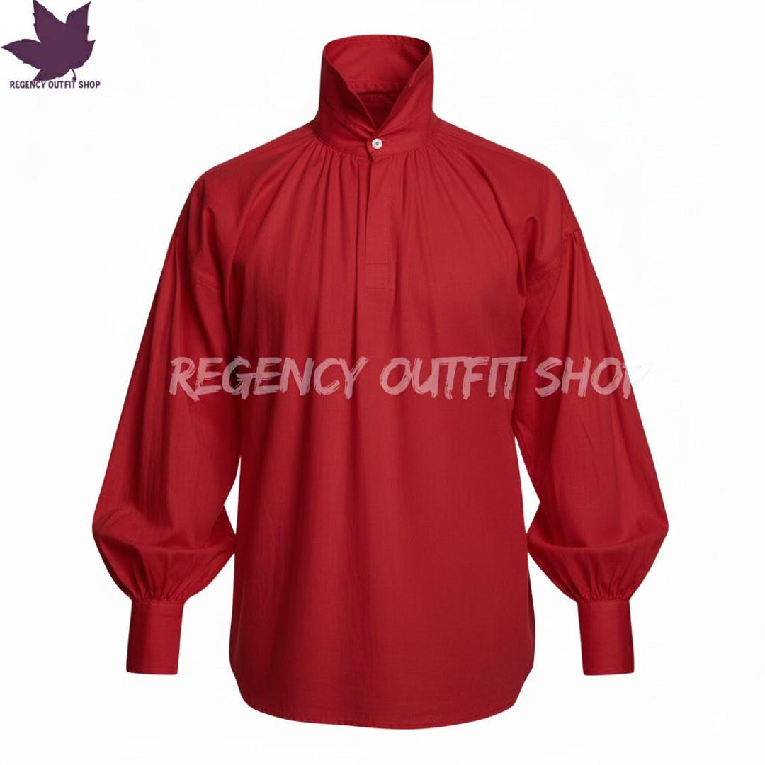 Regency Cotton Dress Red Shirt Breaches Set: 18th Century Historical ...