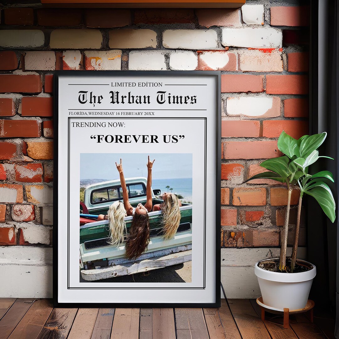 Customizable Newspaper Style Friendship Print: Modern Girly Room Decor ...
