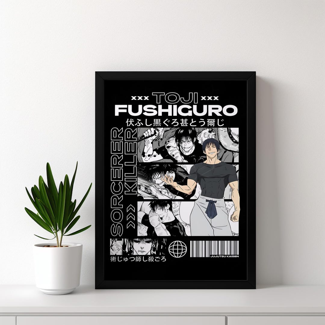 Toji Jujutsu Kaisen Anime Poster Print, JJK Manga Retro Artwork ...
