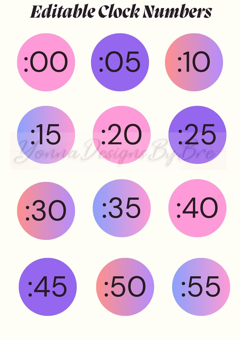 Editable Kids Clock Numbers I Canva Digital Download I Colorful Design ...