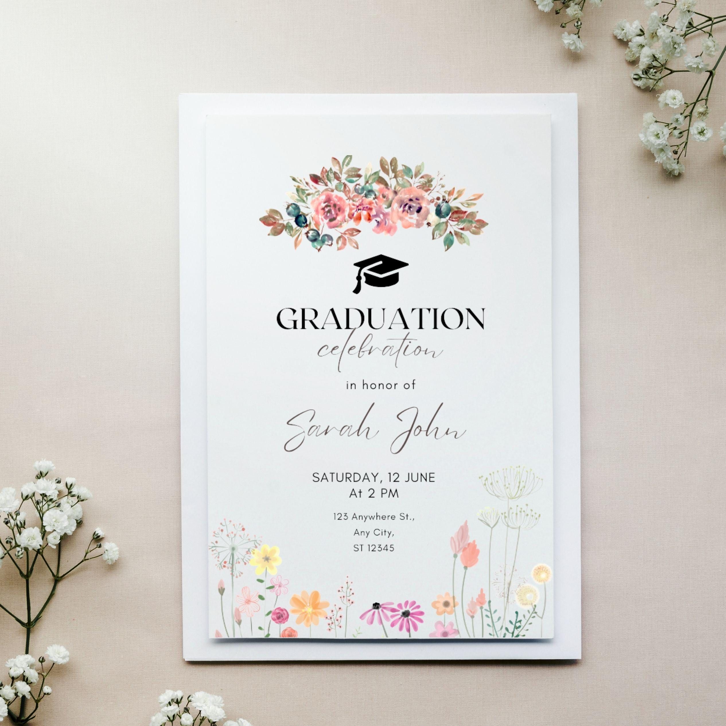 2025 Graduation Invitation Template: Floral Party Invite (digital ...