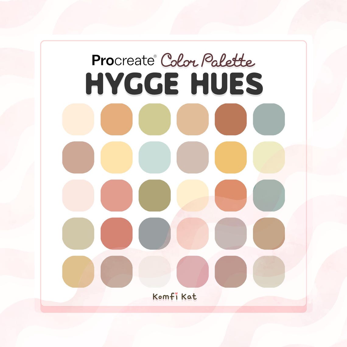 Procreate Color Palette for Digital Coloring & Notes | 30 Cozy Hygge ...