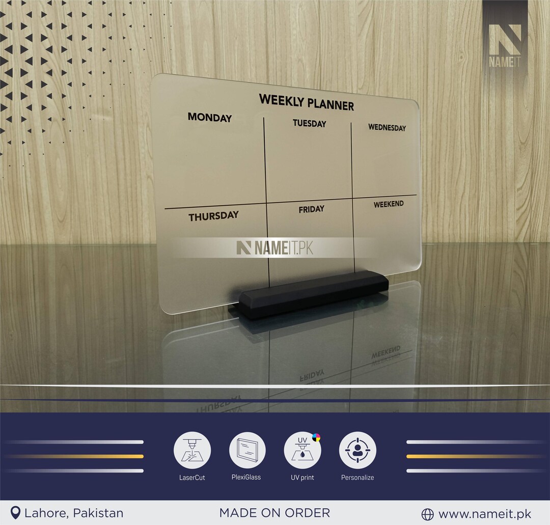 Weekly Planner Frosted Acrylic | Wipe Clean | Wall Calendar | to Do ...