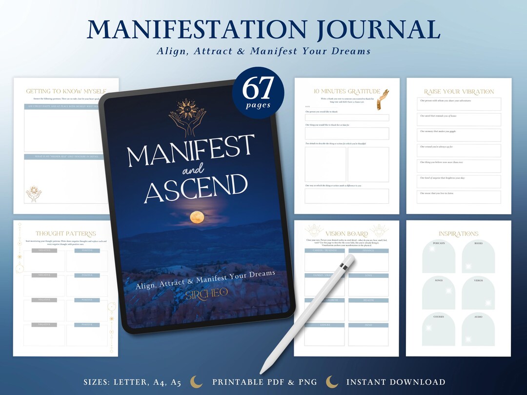 2025 Manifestation Journal: Printable Gratitude & Vision Board (PDF ...
