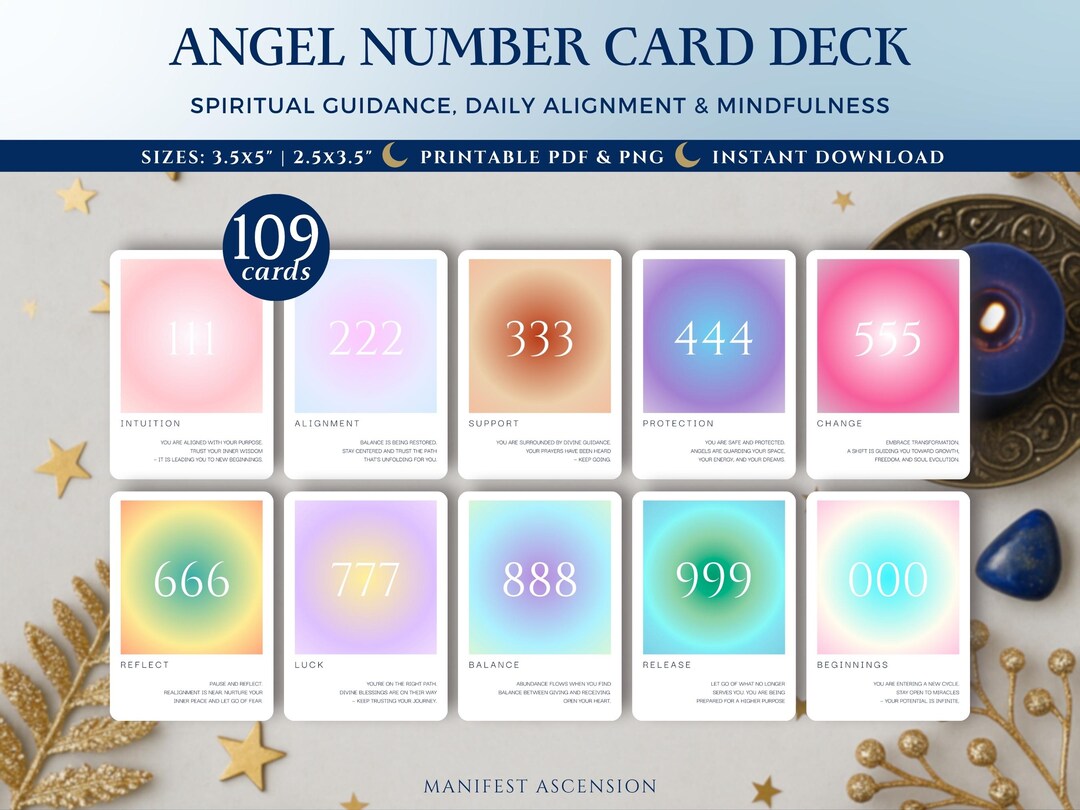 Angel Number Affirmation Cards: Printable Spiritual Guidance Deck ...
