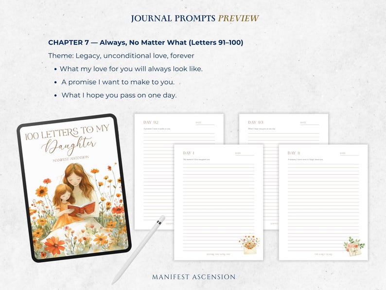 Legacy Journal: 100 Letters for My Daughter (digital Product) - Etsy