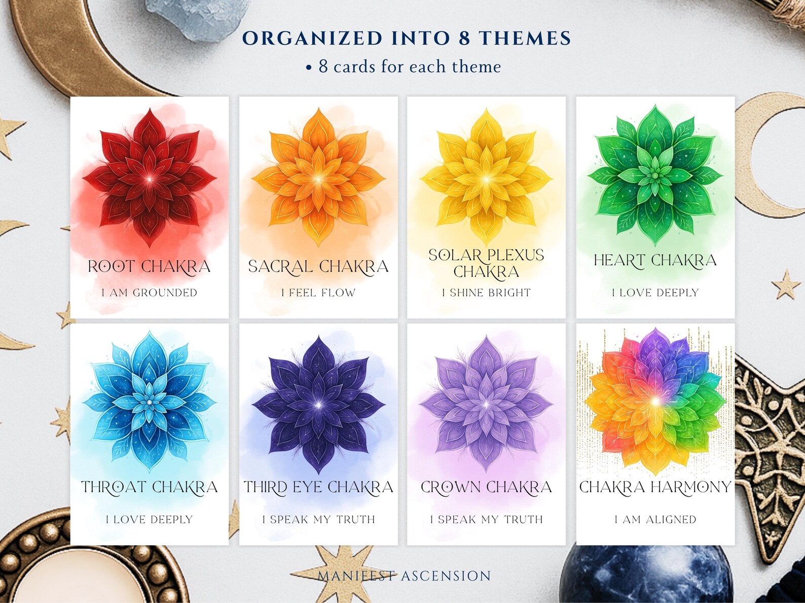 Chakra Affirmation Cards: Watercolor Mandalas for Energy Healing ...