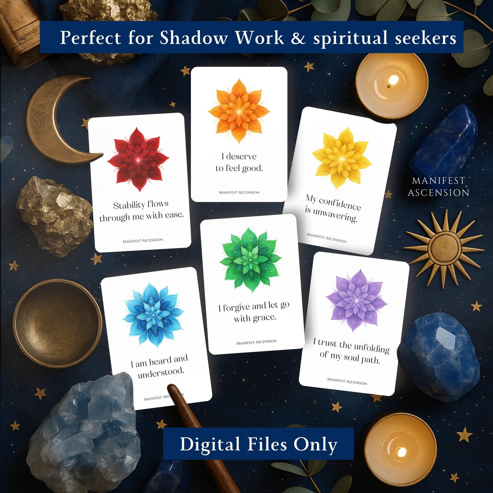Chakra Affirmation Cards: Watercolor Mandalas for Energy Healing ...