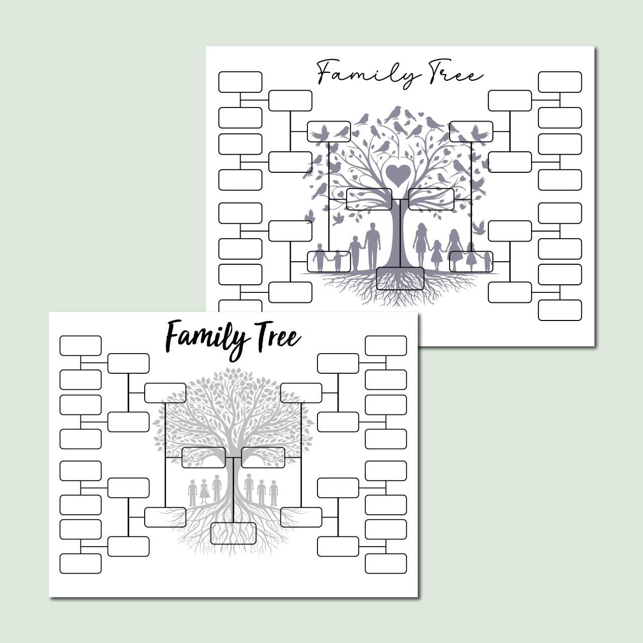 5-generation Family Tree Template: Fillable Genealogy Chart (digital ...
