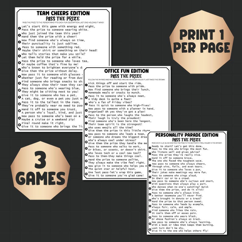 Team Building Pass the Prize Game: Office Party Games (PDF Download) - Etsy