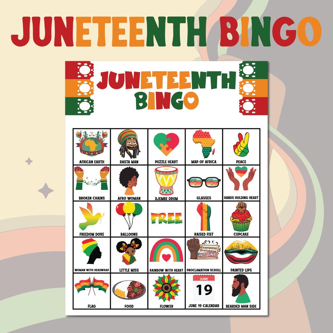 Juneteenth Bingo Game: Black History Activity (printable PDF) - Etsy