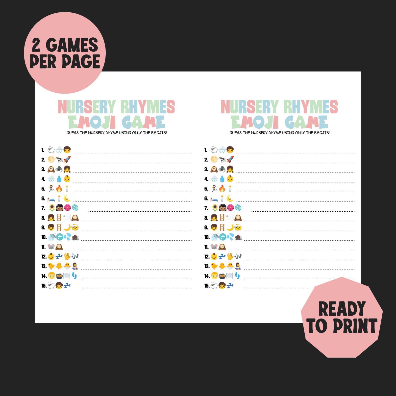 Nursery Rhymes Emoji Game | Baby Emoji Game | Baby Shower Emoji Game ...