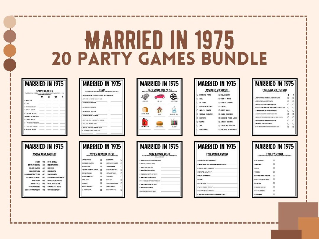 50th Anniversary Games Bundle | Party Games | Married in 1975 Games ...