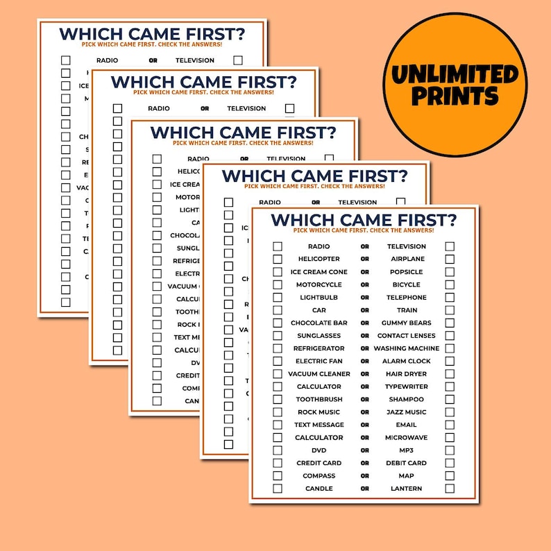 Which Came First Trivia Printable Game PDF, Office Ice Breaker, Family ...