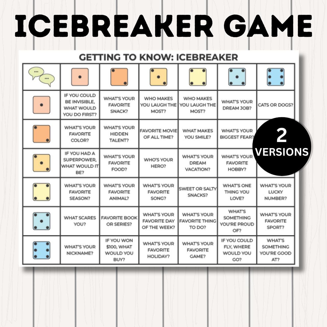 Printable Icebreaker Game for Adults and Kids, Team Building ...