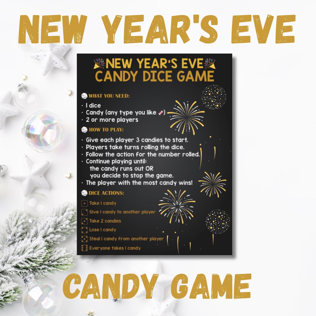 New Year’s Eve Candy Dice Game Printable | Fun Family Party Game for ...