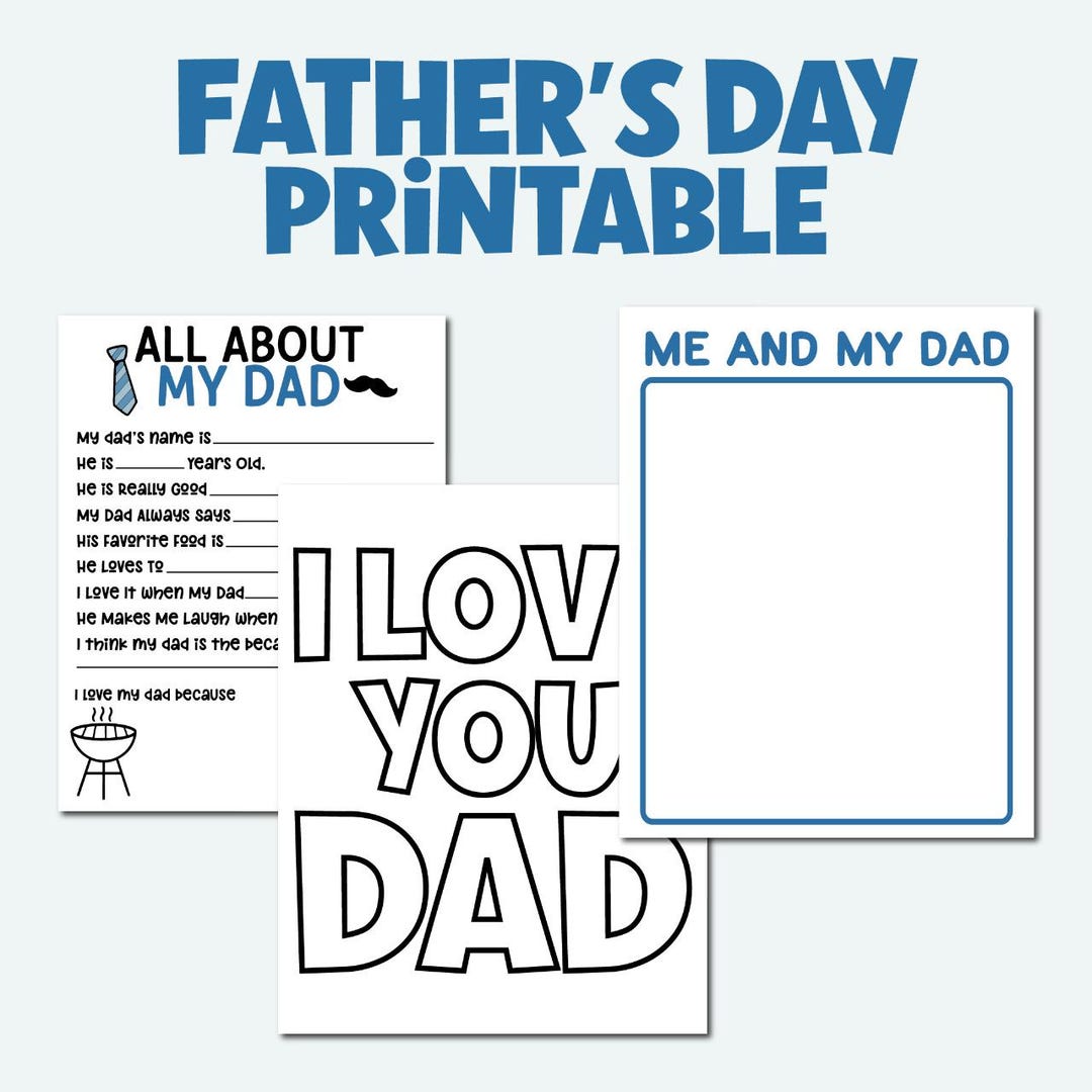 All About My Dad Printable | Fathers Day Gift | Dad Gift | Fill in the ...