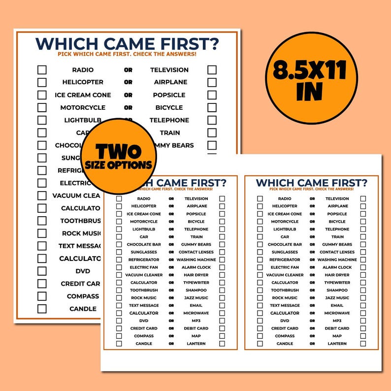 Which Came First Trivia Printable Game PDF, Office Ice Breaker, Family ...