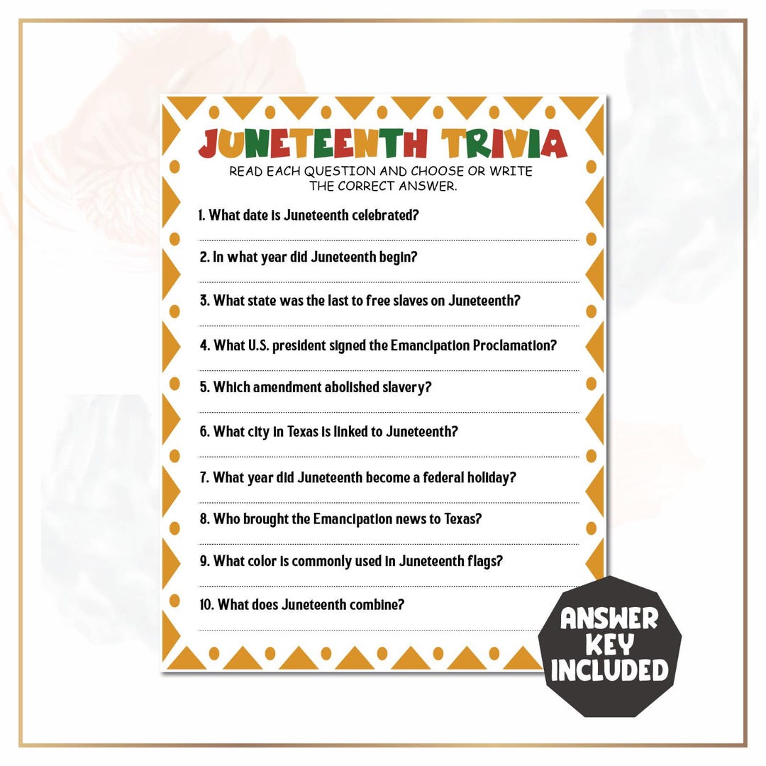 Juneteenth Trivia Game Printable | Black History Classroom Activity ...