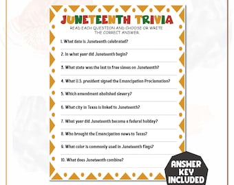 Juneteenth Trivia Game Printable | Black History Classroom Activity ...