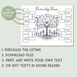 5-generation Family Tree Template: Fillable Genealogy Chart (digital ...