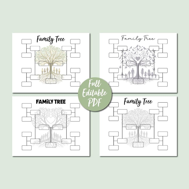 4-generation Family Tree Chart: Fillable Genealogy Pedigree (PDF) - Etsy