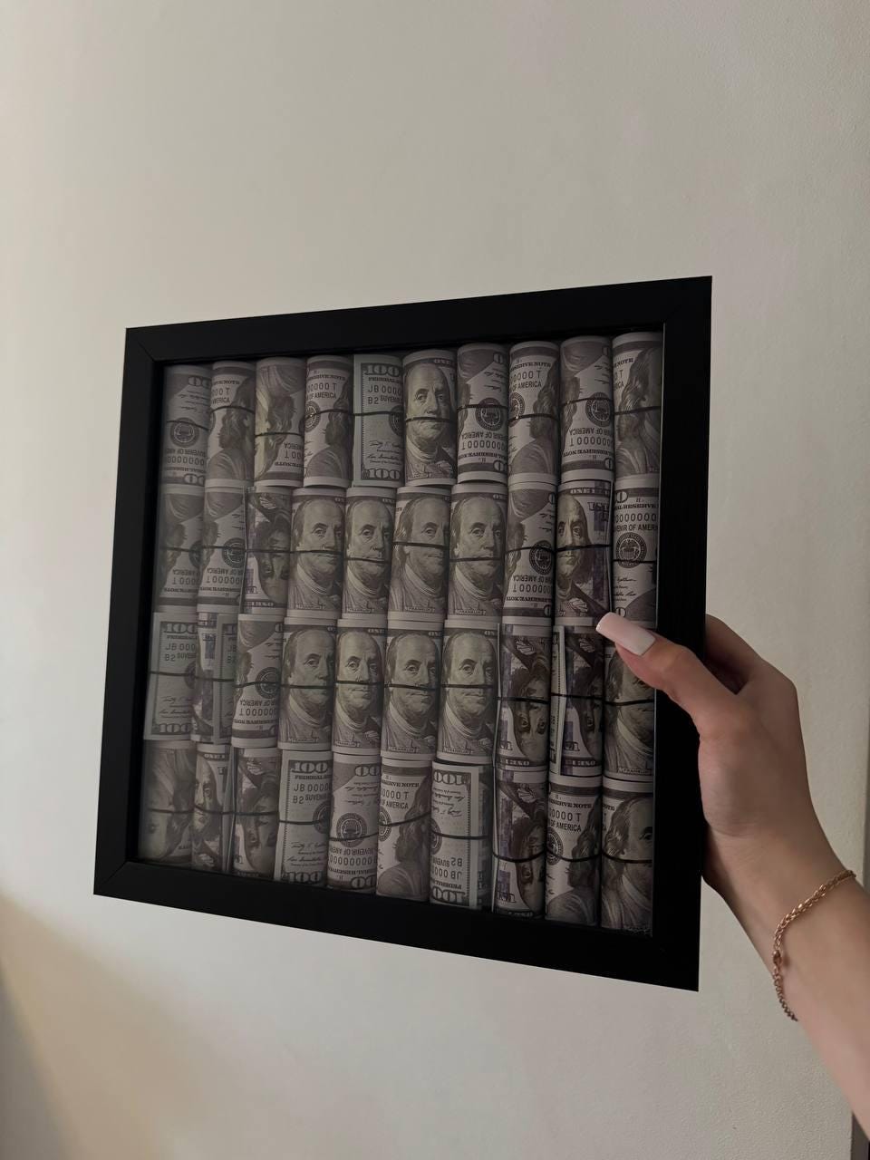 Framed Dollar Bill Art – 100 Dollar Money Roll Shadow Box – Luxury Gift ...