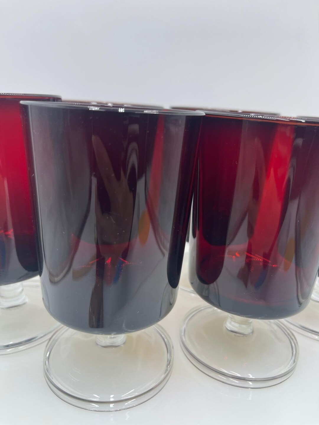 Vintage Ruby Red Luminarc France Wine / Sherry Glasses – Set of 6 ...