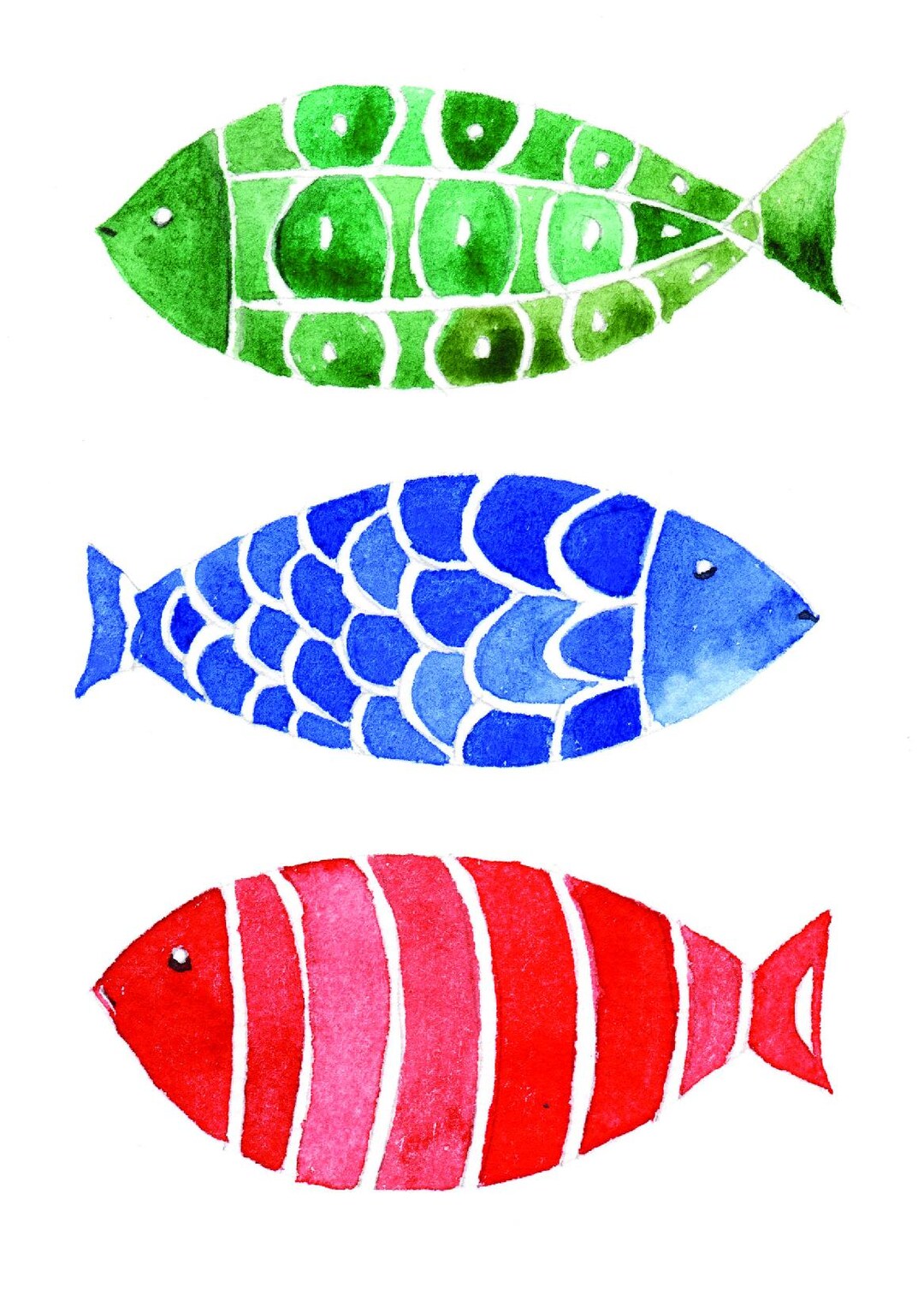 Colorful Fish Print, Watercolor, Painting. Decoration, Interiors ...