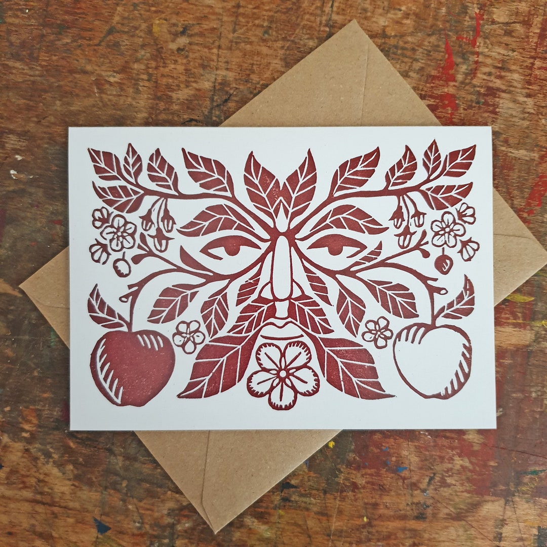 The Apple Tree Man, Somerset Woodwose Foliate Face Greetings Card 7x5 ...